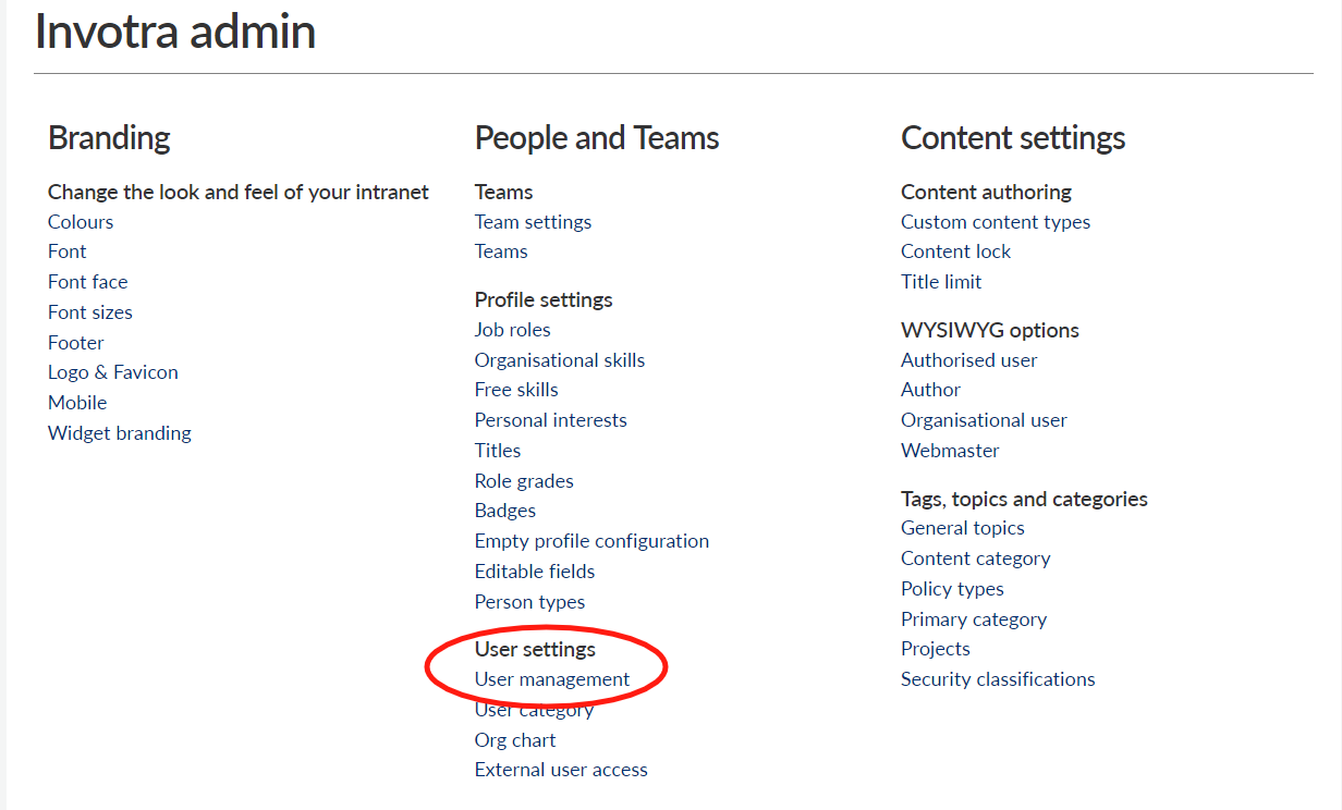 User Management | Control intranet access and usage | Invotra Developer