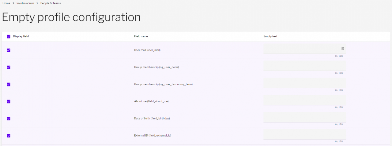 Empty Profile Configuration - A guide to intranet field configuration ...